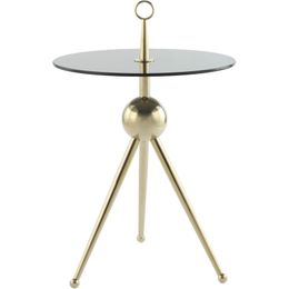 Beistelltisch Kayoom, B:46cm H:52cm T:46cm, gold, 100% Edelstahl, Sicherheitsglas, Garten, Tische, "Ontario 325, Runde Glasplatte aus
