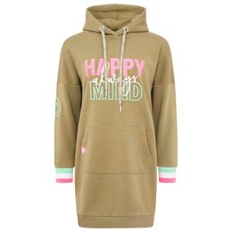 Zwillingsherz Damen Sweatkleid ""Always Happy Mind"", gr&uuml;n, Gr. LXL, unifarben mit Farbeinsatz, Sweatware, Obermaterial: 50% Baumwolle, 50%