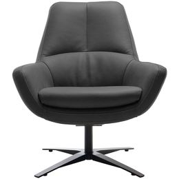 Drehsessel BETYPE, B:81cm H:92cm T:83cm, grau, 100% Echtleder, Wohnzimmer, Sessel, "Be Organic Standard Back, Loungesessel", in elegantem Design mit