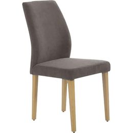 K+w Komfort & Wohnen 4-Fu&szlig;stuhl, B:47cm H:97cm T:61cm, braun, K+W KOMFORT & WOHNEN, St&uuml;hle, "6193", mit Massivholzbeinen in Wildeiche, gebogenen R&uuml;cken