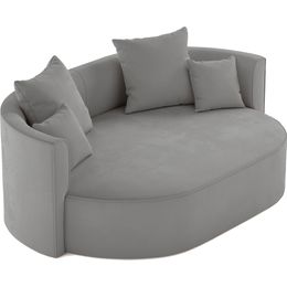 2,5-Sitzer, B:200cm H:98cm T:145cm, grau, LeGer Home by Lena Gercke, Sofas, "ISALIE, rundes Loungesofa, mit Kissen, perfekt gepolstert", moderne
