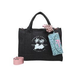 Damen Henkeltasche "Tote Bag Malibu Denim Limited Barbie", Fritzi aus Preussen, schwarz, Baumwollmischung, bedruckt, Taschen, mit abnehmbarem Haarband