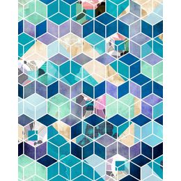 Komar Vliestapete "Digitaldruck Vlies - Geometric Blue - Gr&ouml;&szlig;e 200 x 250 cm", B/L: 200mm x 250mm, Rollen:, gr&uuml;n, Tapeten, Wohnzimmer, Schlafzimmer