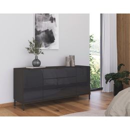 Kombikommode Rauch, B:160cm H:71cm T:42cm, grau, Holzwerkstoff, Schlafzimmer, Sideboards, "Kommode T&uuml;rkommode Sideboard Kombikommode FLIPP mit