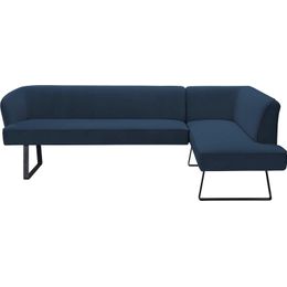 Eckbank, B:270cm H:83cm T:197cm, blau, exxpo - SOFA FASHION, Esszimmer, Sitzb&auml;nke, "Americano", mit Keder und Metallf&uuml;&szlig;en, Bezug in verschiedenen