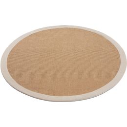 Sisalteppich CarpetFine, H:5mm &Oslash;:200cm, beige, Sisal, Teppiche, "Sisal", mit farbiger Bord&uuml;re, Anti-Rutsch R&uuml;ckseite