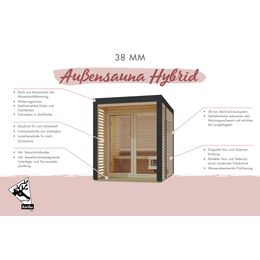 Karibu Saunahaus ""Adrian 1" anthrazit-graualuminium", Bio-Kombiofen, externe Steuerung, 400 kW, grau, Garten, Saunen, W&auml;nde aus nordischer Fichte,
