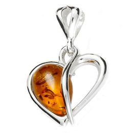 OSTSEE-SCHMUCK Damen Kettenanh&auml;nger "OSTSEE-SCHMUCK Anh&auml;nger Herz Anh&auml;nger Herz", 33 x 21mm, Silber 925 (Sterlingsilber), 5,6 g, wei&szlig;, Silber 925