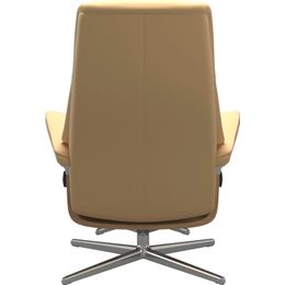 Relaxsessel stressless, B:91cm H:110cm T:85cm, gelb, Wohnzimmer, Sessel, "View", mit Hocker, mit Cross Base, Gr&ouml;&szlig;e S, M & L, Holzakzent Eiche