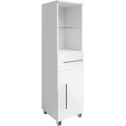 Hochschrank Welltime, B:32cm H:121cm T:32cm, wei&szlig;, FSC-zertifizierter Holzwerkstoff, Glas, Kunststoff, MDF, Metall, Badezimmer, Schr&auml;nke, "BAJA",