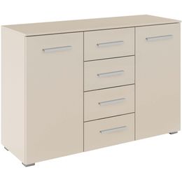 Schubkastenkommode Rauch, B:120cm H:81cm T:42cm, beige, Holzwerkstoff, Sideboards, "Sideboard Kommode Kombikommode KOLUNA mit Dekorfront", vier große