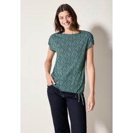 Cecil Damen T-Shirt, grün, Gr. XXL, bedruckt, Web, 50% Baumwolle, 50% Modal, Shirts, mit Tunnelzug am Saum
