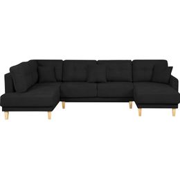 Wohnlandschaft Home Affaire, B:310cm H:90cm T:192cm, grau, 92% Polyester, 8% Nylon, Sofas, "TRIPLO U-Form wahlweise mit Schlaffunktion, B/T/H: