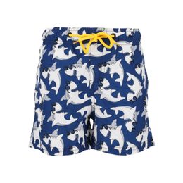 ZIGZAG Kinder Badeshorts "Ruben", blau, Gr. 140, bedruckt, Elasthan, Polyester, Badehosen, mit coolem Print