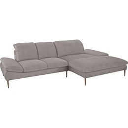 Ecksofa W.Schillig, B:310cm H:87cm T:185cm, grau, Chenille-Flachgewebe R66 (85% Polyester, 15% Nylon);Longlife Xtra-Leder Z59: Glattleder mit