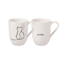 Villeroy & Boch VILLEROY & BOCH Becher "Kaffeebecher Cat Statement 280 ml 2er Set weiß", weiß, Trinkgefäße