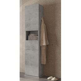 Hochschrank Welltime, B:37cm H:185cm T:37cm, grau, Holzwerkstoff, Badezimmer, Schr&auml;nke, "Hamburg H&ouml;he 185 cm, Breite 35/37 cm, Badschrank drehbar, 2