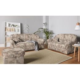 Polstergarnitur DOMO collection, braun, Sitzm&ouml;bel-Sets, "Bahia zeitlos & elegantes Sofa, bequem", Microfaser, natur