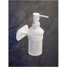 Seifenspender Wenko, wei&szlig;, Edelstahl, Glas, Badezimmer, Dosierspender, "Turbo-Loc Modell Orea", Befestigen ohne Bohren, Edelstahl-Halterung, 200 ml