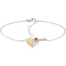 Tommy Hilfiger Damen Armband "SS24 LOVE", 21cm, Edelstahl, weiß, Edelstahl, Armbänder, mit Glasstein