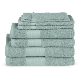 Handtuch Set Good Morning, B:70cm L:140cm, gr&uuml;n, Frottee, Frottee, Handt&uuml;cher, "Uni", Baumwolle, Walkfrottee, Bord&uuml;re, 500 GSM,Einfarbig, ohne