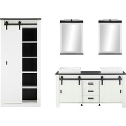 Badm&ouml;bel-Set Home Affaire, B:267cm H:210cm T:43cm, wei&szlig;, Holzwerkstoff, Kastenm&ouml;bel-Sets, "SHERWOOD, Bad im modernen Design, 4-teiliges Badezimmer",