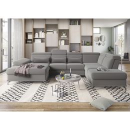 Sit & More Wohnlandschaft SIT & MORE, B:359cm H:87cm T:230cm, grau, 100% Polyester, Sofas, "Cabrio U-Form, B: 359 cm, mit Sitztiefen-, Arm- &