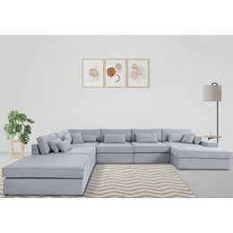 Wohnlandschaft OTTO HOME, B:460cm H:75cm, silber, Baumwollmix (60% Baumwolle/40% Leinen);Struktur fein (100% Polyester);Samtoptik (100%