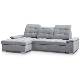 Ecksofa WERK2, B:264cm H:105cm T:170cm, grau, 95% Polyester, 5% Nylon, Wohnzimmer, Sofas, "Carmen, mit Bettfunktion & Bettkasten, optional