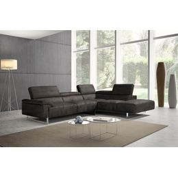 Ecksofa Egoitaliano, B:300cm H:94cm T:107cm, grau, Luxus-Micofaser Lederoptik (100% Polyester) ist ein neues technisches Gewebe mit einem visuellen