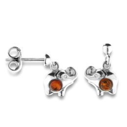 OSTSEE-SCHMUCK Damen Paar Ohrh&auml;nger "OSTSEE-SCHMUCK Ohrh&auml;nger Elefant Ohrh&auml;nger Elefant", 14 x 9mm, Silber 925 (Sterlingsilber), wei&szlig;, Silber 925