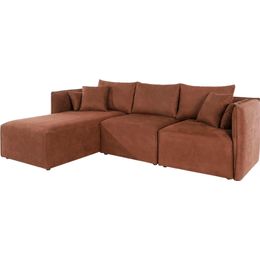 Ecksofa OTTO HOME, B:262cm H:74cm T:172cm, braun, Samtoptik (100% Polyester);Struktur (100% Polypropylene);Webstoff (100% Polyester);Struktur fein