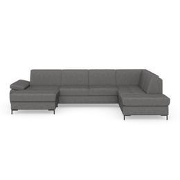 Wohnlandschaft DOMO collection, B:348cm H:84cm T:204cm, grau, 100% Polyester, Sofas, "Capelo, komfortabel, klare Linien zeichnen dieses Design aus,