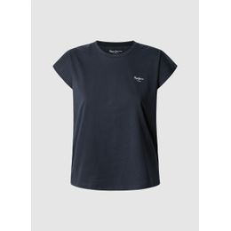 Pepe Jeans Damen T-Shirt "BLOOMA", blau, Gr. XS, Single Jersey, Obermaterial: 100% Baumwolle, Shirts, mit Kappenärmeln