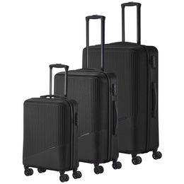 Travelite Damen Trolleyset "BALI 4w L/M/S", schwarz, ABS, unifarben, Koffer-Sets, Kofferset Reisegepäck Reisekoffer Hartschallenkoffer TSA Schloss