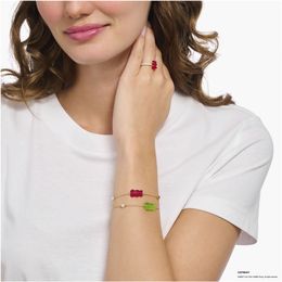 Thomas Sabo Damen Armband "Thomas Sabo x HARIBO Schmuck: Armband mit Goldb&auml;r", 19, Perlen Silber 925 (recycelt), rot, Perlen, Silber 925 (recycelt),