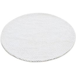 Wollteppich CarpetFine, H:14mm &Oslash;:80cm, beige, Wolle, Wohnzimmer, Teppiche, "Sina", grobe Struktur, Zeitloses Design, reine Wolle, Wohnzimmer