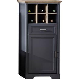 Stauraumschrank Innostyle, B:66cm H:136cm T:42cm, grau, Holzwerkstoff, MDF, Metall, Schr&auml;nke, "Jasmin", mit Weinregal