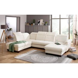 Wohnlandschaft Home Affaire, B:342cm H:104cm T:235cm, beige, Struktur (100% Polyester);Luxus-Microfaser Lederoptik (100% Polyester);Luxus-Microfaser