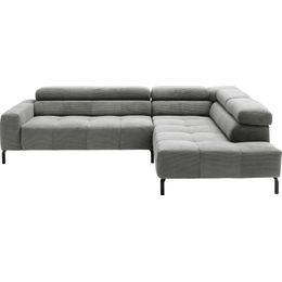 Ecksofa Places of Style, B:276cm H:71cm T:219cm, grau, 95% Polyester, 5% Nylon, Wohnzimmer, Sofas, "Claya, L-Form, incl. Kopfteilverstellung, Breite