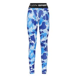 Plein Sport Damen Leggings "Camouflage", blau, Gr. M, Obermaterial: 90% Polyester, 10% Elasthan, Hosen