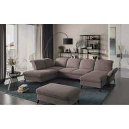 Sit & More Wohnlandschaft SIT & MORE, B:363cm H:88cm T:242cm, grau, 90% Polyester, 10% Polyamid, Sofas, "Leandro U-Form", Wahlweise mit Bett-, Kopfteil - und