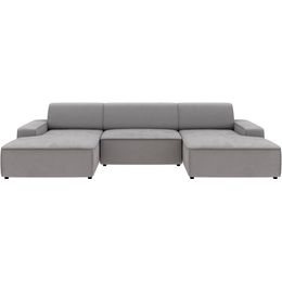 Wohnlandschaft Trendmanufaktur, B:329cm H:73cm T:162cm, braun, 100% Polyester, Sofas, "Graz, wahlweise mit Sitzvorschub und Bettkasten, U-Form,