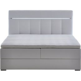 Boxbett, B:183cm L:213cm, wei&szlig;, ATLANTIC HOME COLLECTION, Bezug Bett: Kunstleder (100% Polyurethan);Bezug Topper: Jersey (100% Polyester),