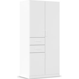 Dreht&uuml;renschrank Rauch, B:91cm H:197cm T:54cm, wei&szlig;, Holzwerkstoff, Schr&auml;nke, "Kleiderschrank Schrank Garderobe MAIKA mit Dekor-Front", 2 Schubladen,