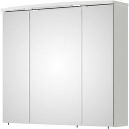 Badezimmerspiegelschrank SAPHIR, B:80cm H:73cm T:18cm, weiß, Holzwerkstoff, Schränke, "Spiegelschrank Serie 3006 inkl. LED-Aufsatzbeleuchtung, 3