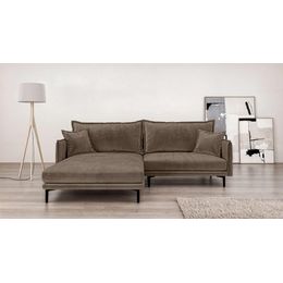 Ecksofa Home Affaire, B:246cm H:86cm T:190cm, grau, 100% Polyester, Wohnzimmer, Sofas, "ALEXANDRIA mit Recamiere rechts oder links bestellbar,