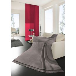 Wohndecke Biederlack, B:150cm L:200cm, grau, Baumwolle, Polyacryl, Polyester, Wohndecken, "Unicolour Franse", in vielen Farben, Kuscheldecke