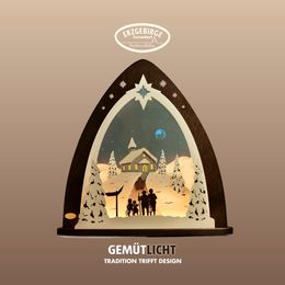 Weigla Lichterbogen "LED Bergkapelle, Lichterspitze aus Holz & Acrylglas, Made in Germany", B/H/T: 53cm x 9cm, schwarz, Schwibb&ouml;gen, Erzgebirge