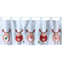 Weckbrodt-Gardinen Scheibengardine WECKBRODT, B:120cm H:45cm, bunt, Microfaser, Polyester, Kinderzimmer, Gardinen, "Comic-Rentiere", Microsatin, blickdicht, bedruckt,